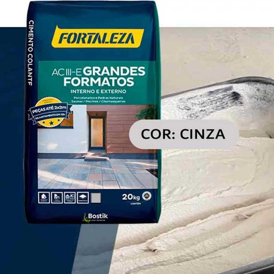 Argamassa AC-III Grandes Formatos - 20KG - Cinza - Fortaleza