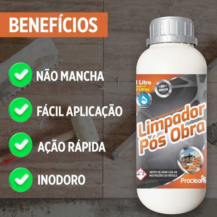 Limpador Pós Obra - 1 Litro - Limpador Concentrado de Alta Performance ...