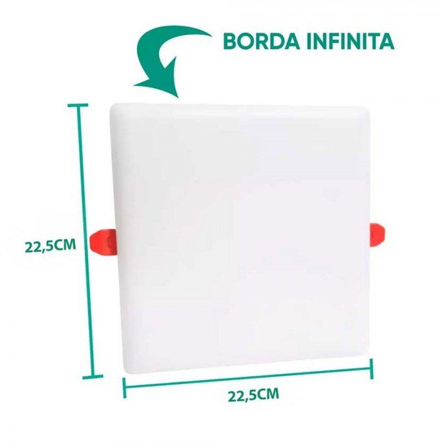 Painel Infinity LED Quadrado - 36W IP20 Bivolt - 4.000K - 22,5 x 22,5cm ...